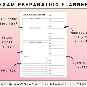 Simple Exam Prep Planner | Printable Exam Study Template | Revision ...