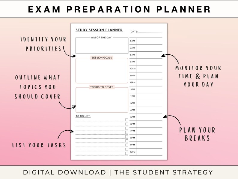 Simple Exam Prep Planner | Printable Exam Study Template | Revision ...