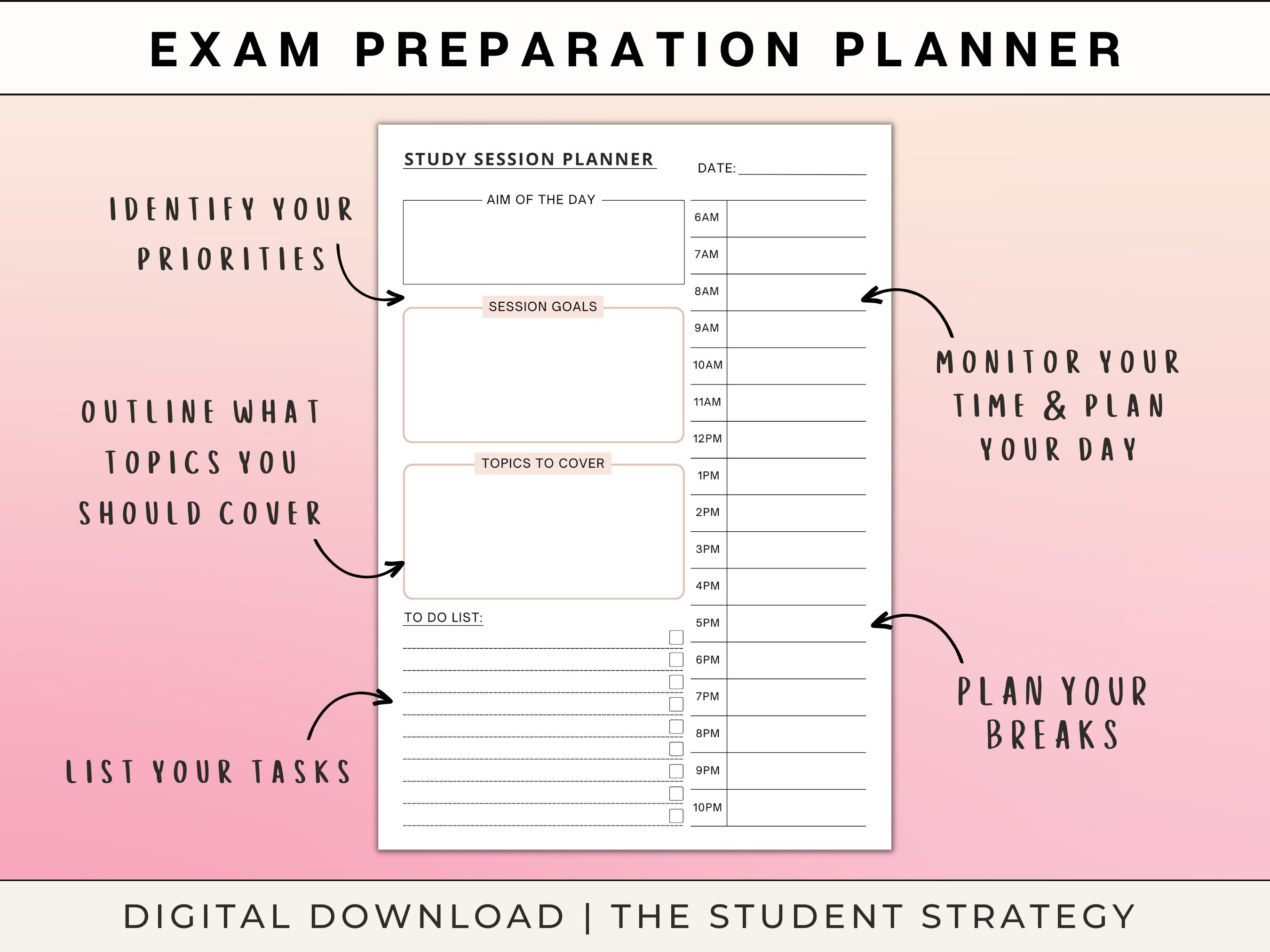 Simple Exam Prep Planner | Printable Exam Study Template | Revision ...