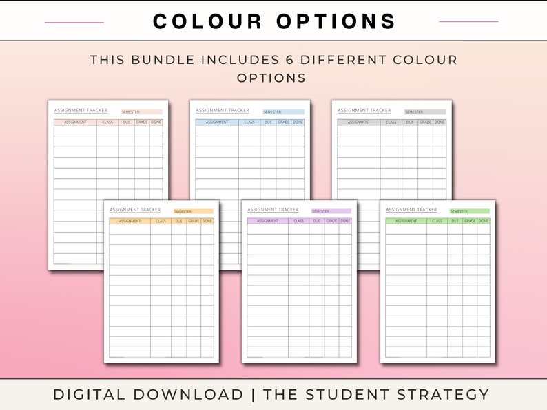 Assignment Planner & Assignment Tracker Templates Set | Printable ...