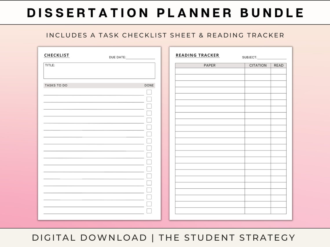 Simple Dissertation Planner Dissertation Writing Plan for Students ...