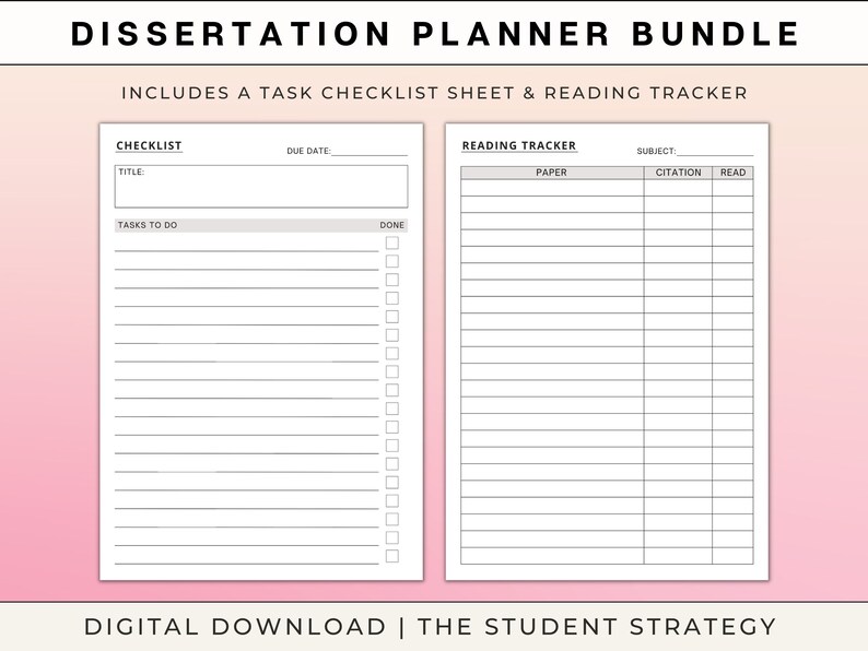 Simple Dissertation Planner | Dissertation Writing Plan for Students ...