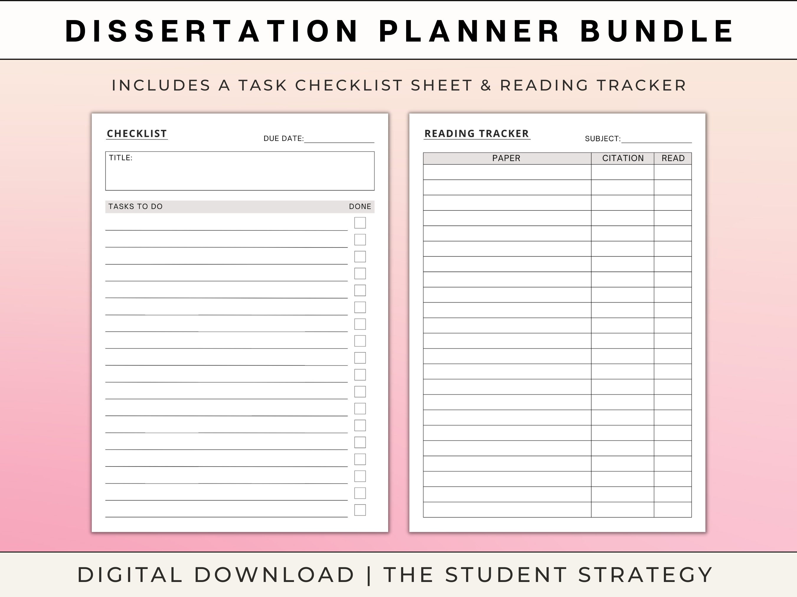 Simple Dissertation Planner | Dissertation Writing Plan for Students ...
