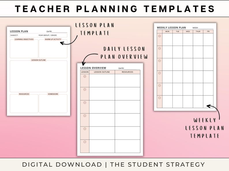 Teacher Planning Template Bundle Printable Lesson Plan Template Daily ...