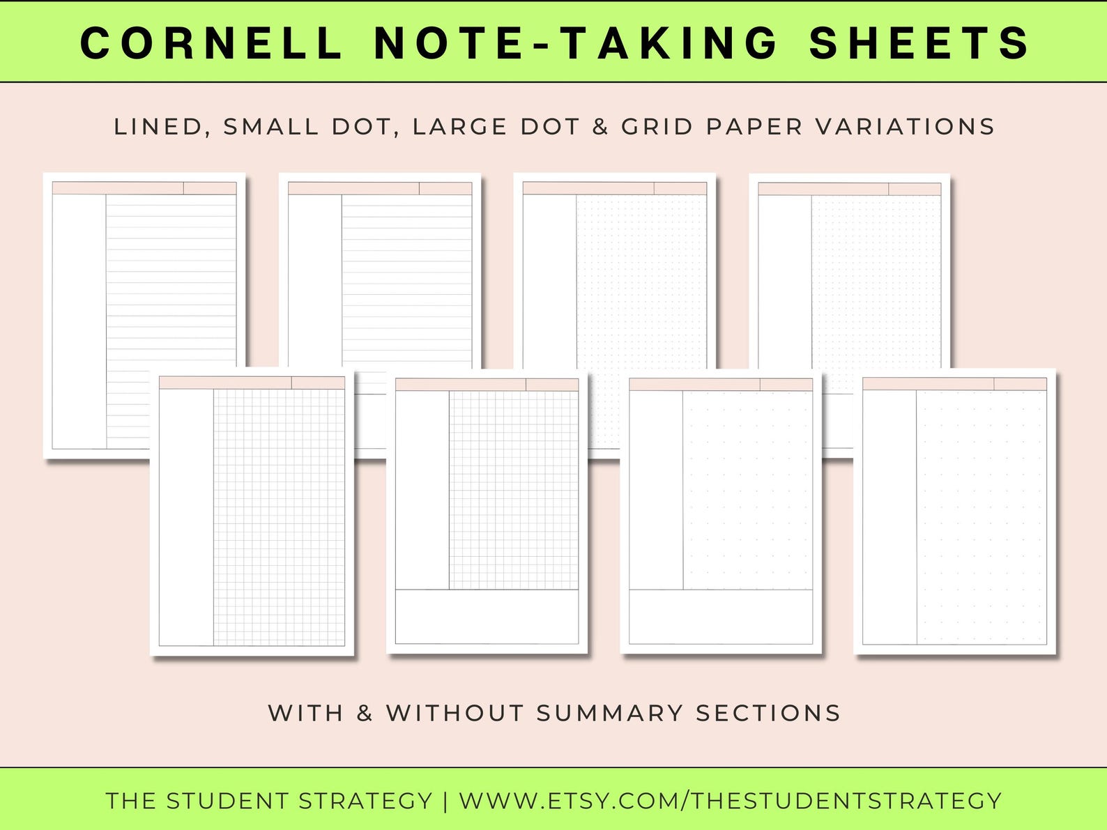 Cornell Method Student Note-taking Template | Printable Note Paper ...