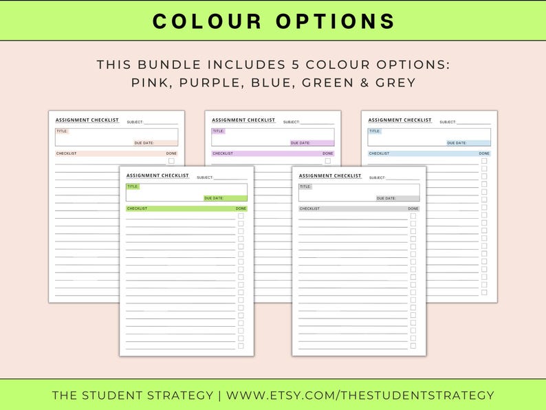 Simple Assignment Checklist for Students | Printable Assignment Planner ...