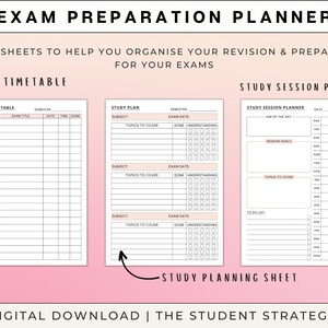 Student Exam Prep Planner | Printable Exam Study Template | College ...