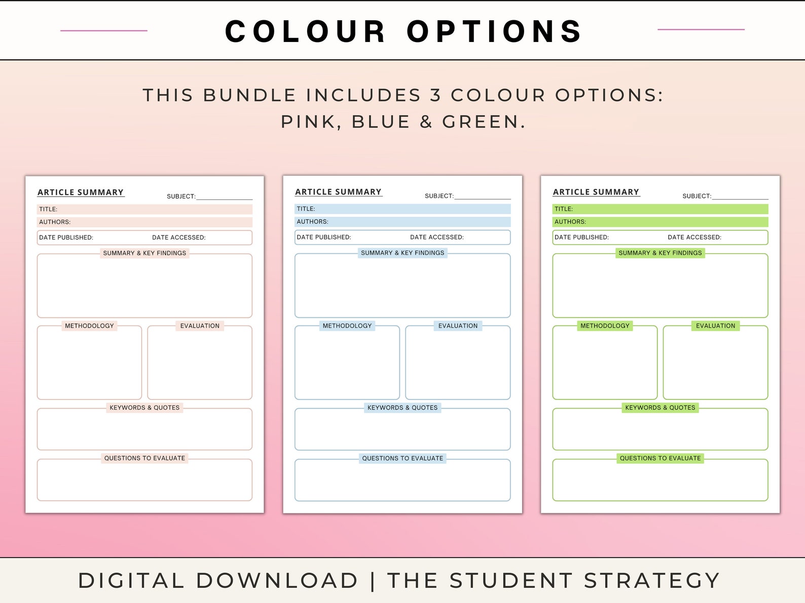 Revision Template Bundle | Printable Revision Sheets for Students ...