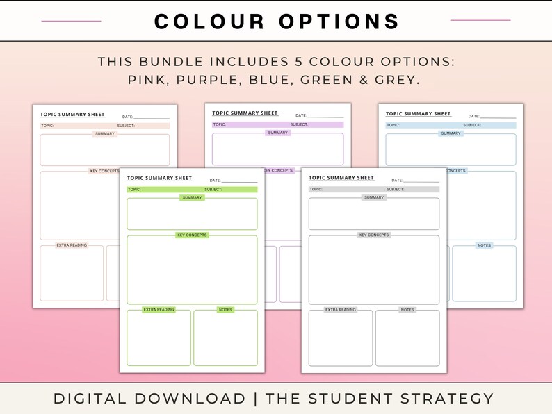 Simple Topic Summary & Note-taking Template | Printable Revision Sheet ...