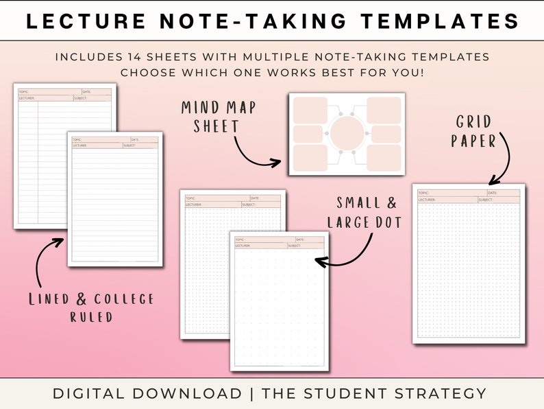 Lecture Notes Template Pack | Cornell Note-taking for Students | Dot ...