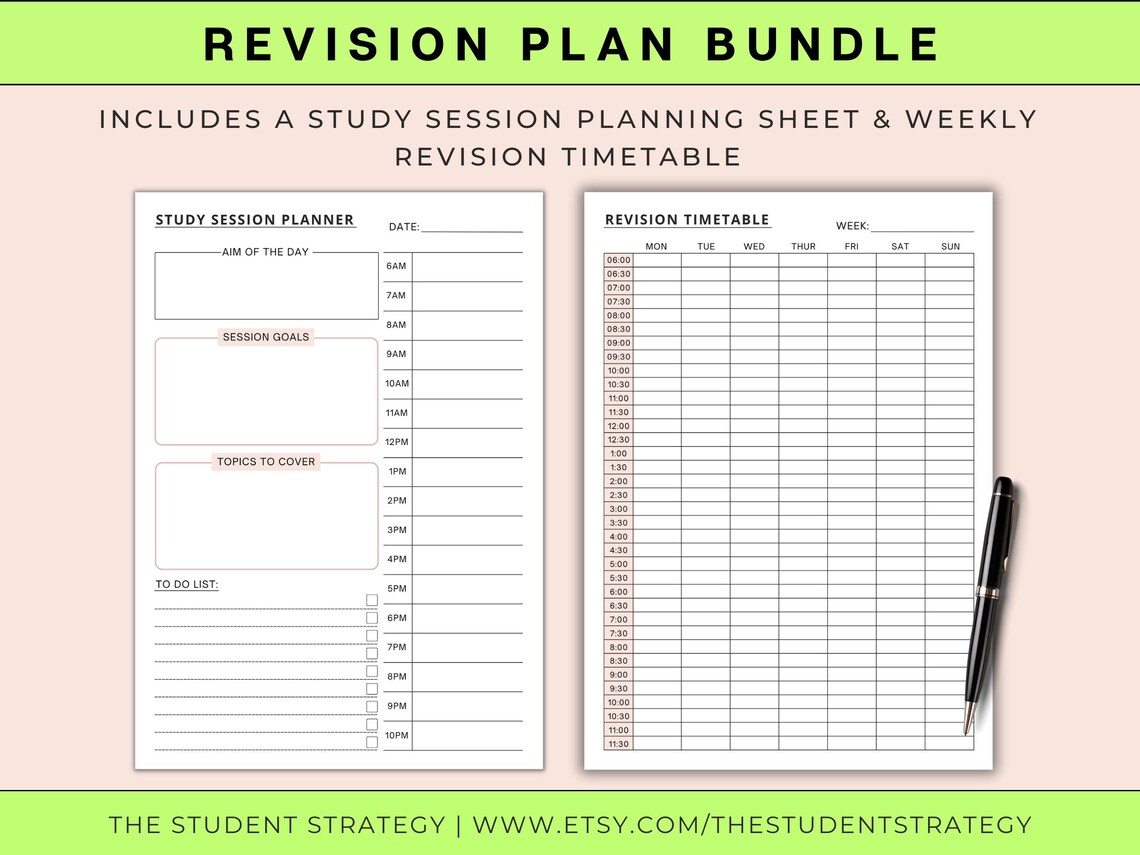 Revision Plan Bundle for Students | Revision Timetable & Checklist ...