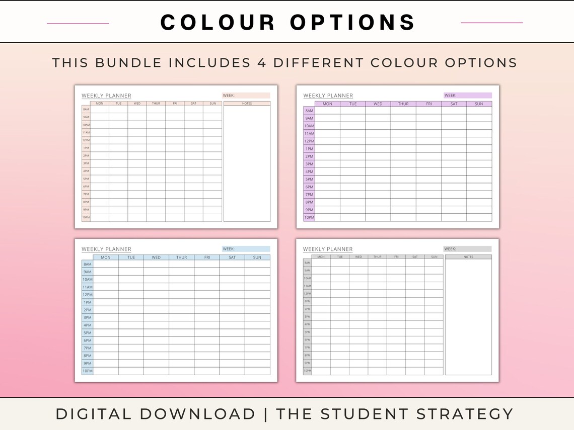 Simple Weekly Schedule Template Weekly Planner Printable Undated Weekly ...