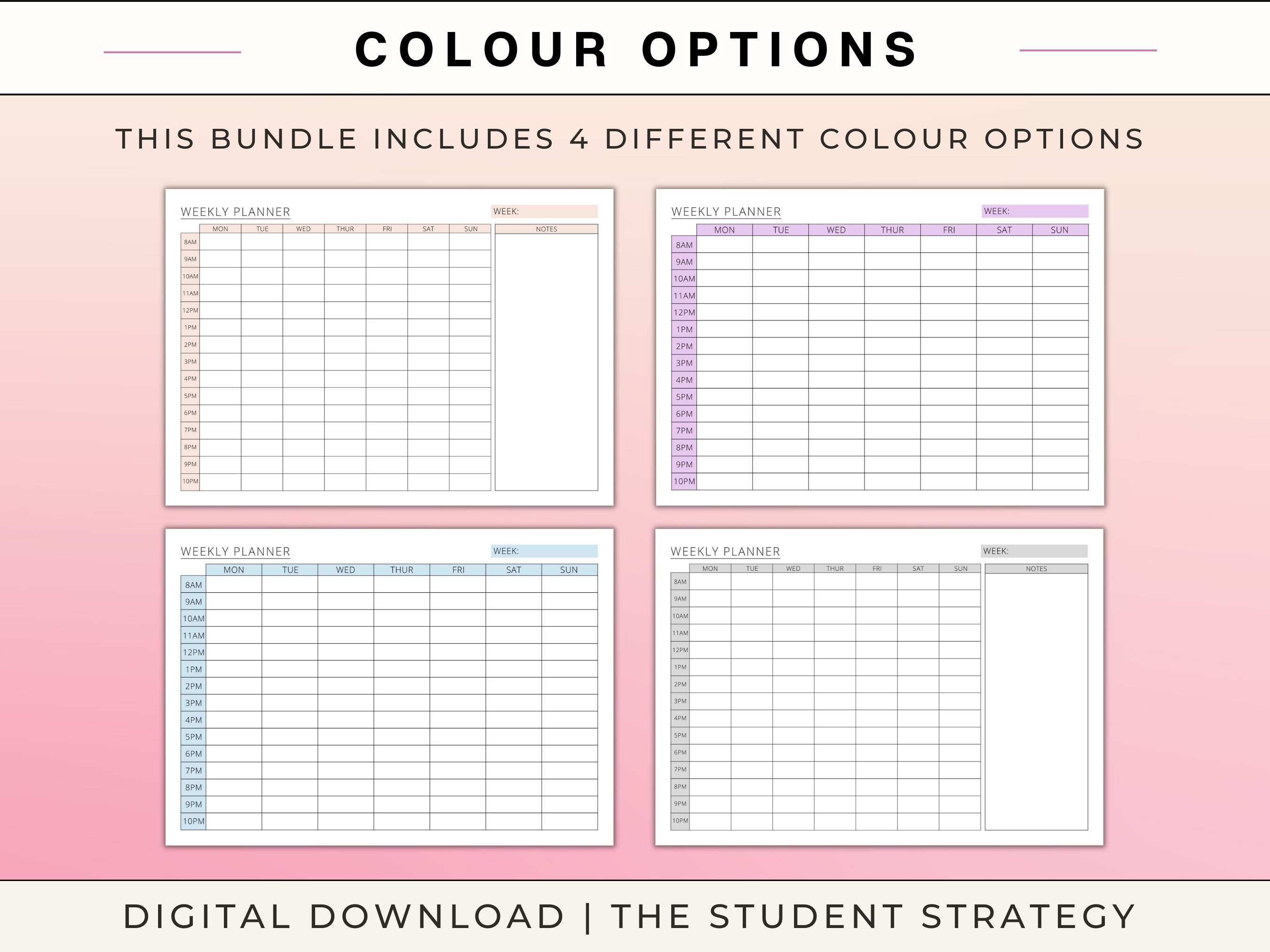 Simple Weekly Schedule Template Weekly Planner Printable Undated Weekly ...