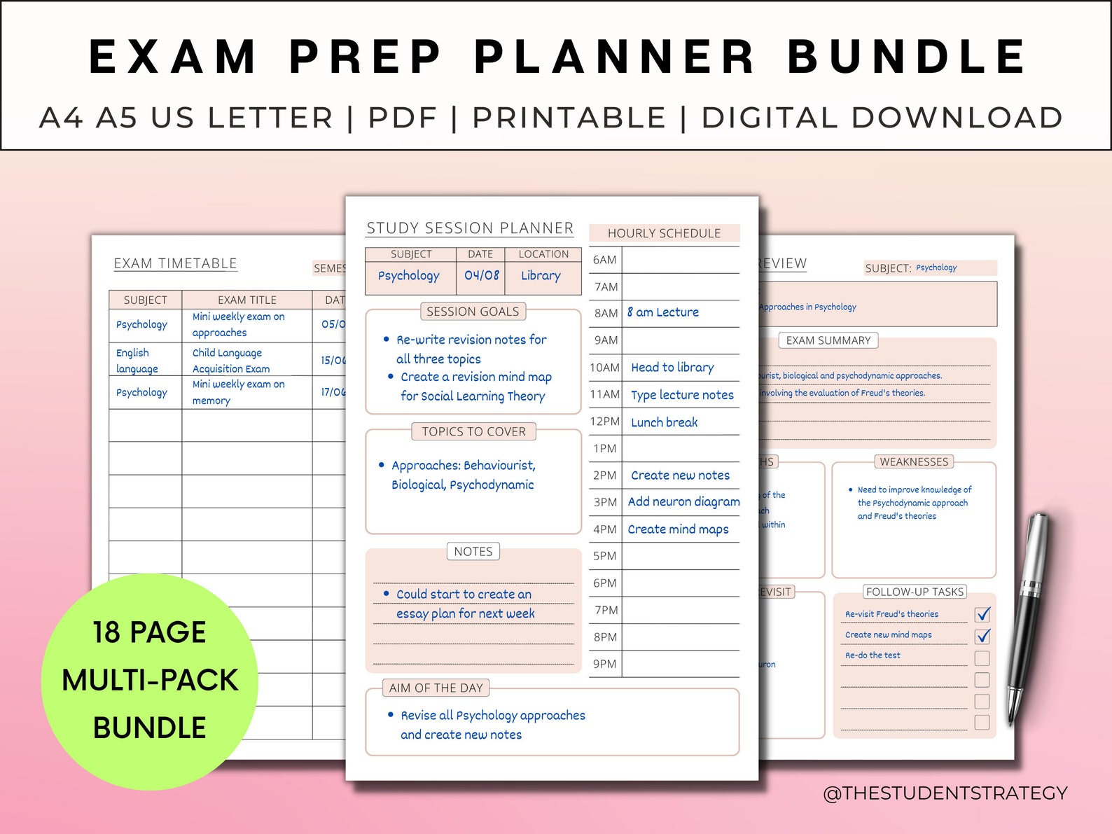 Student Exam Prep Planner Printable Exam Study Template - Etsy UK