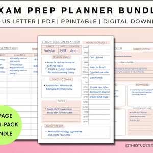 Student Exam Prep Planner Printable Exam Study Template - Etsy UK
