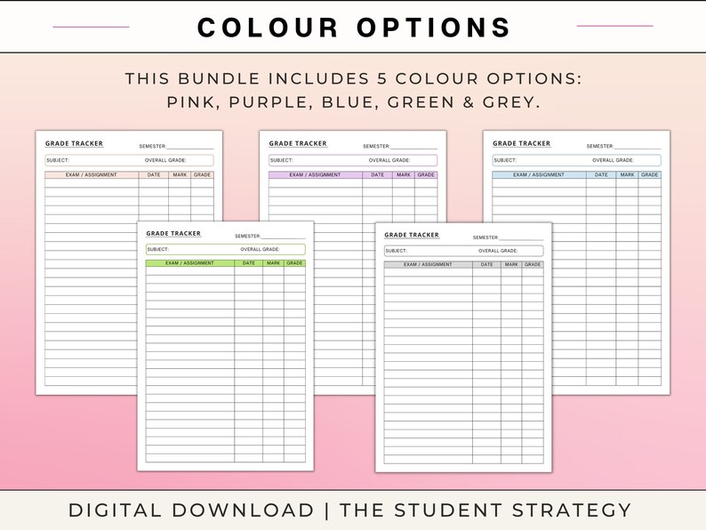 Simple Grade Tracker | Printable Grade Sheet for Students | College ...