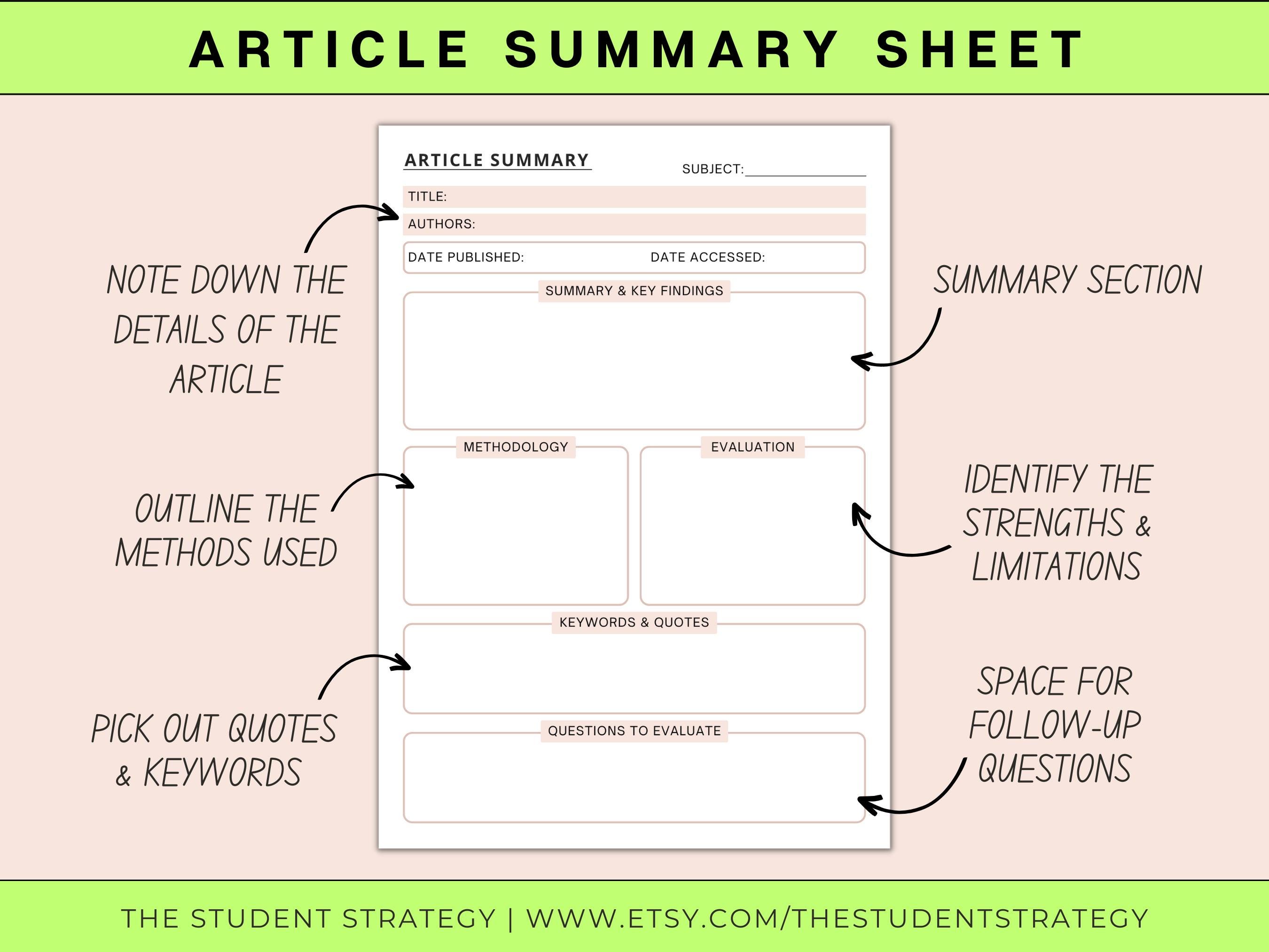 Summary Template Bundle for Students | Revision Sheets | Chapter ...