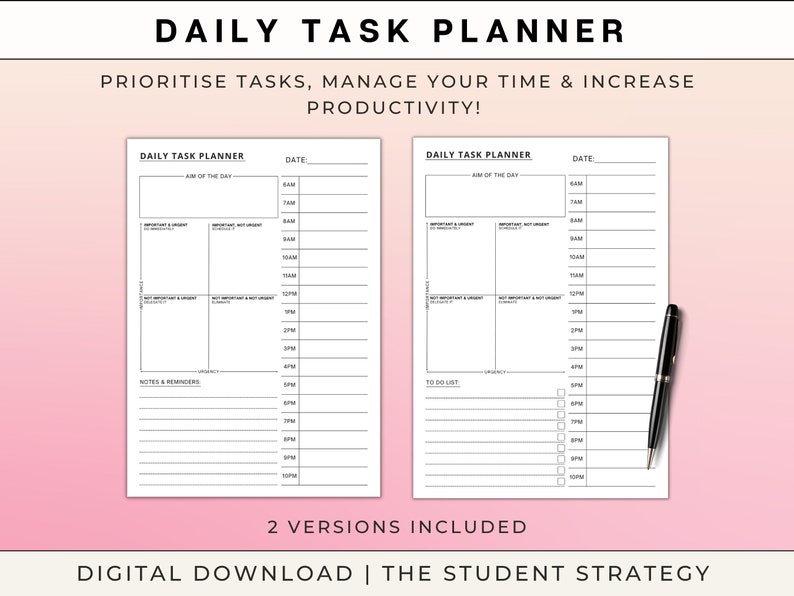 Daily Priority Planner | Eisenhower Matrix | Task Priority Matrix ...