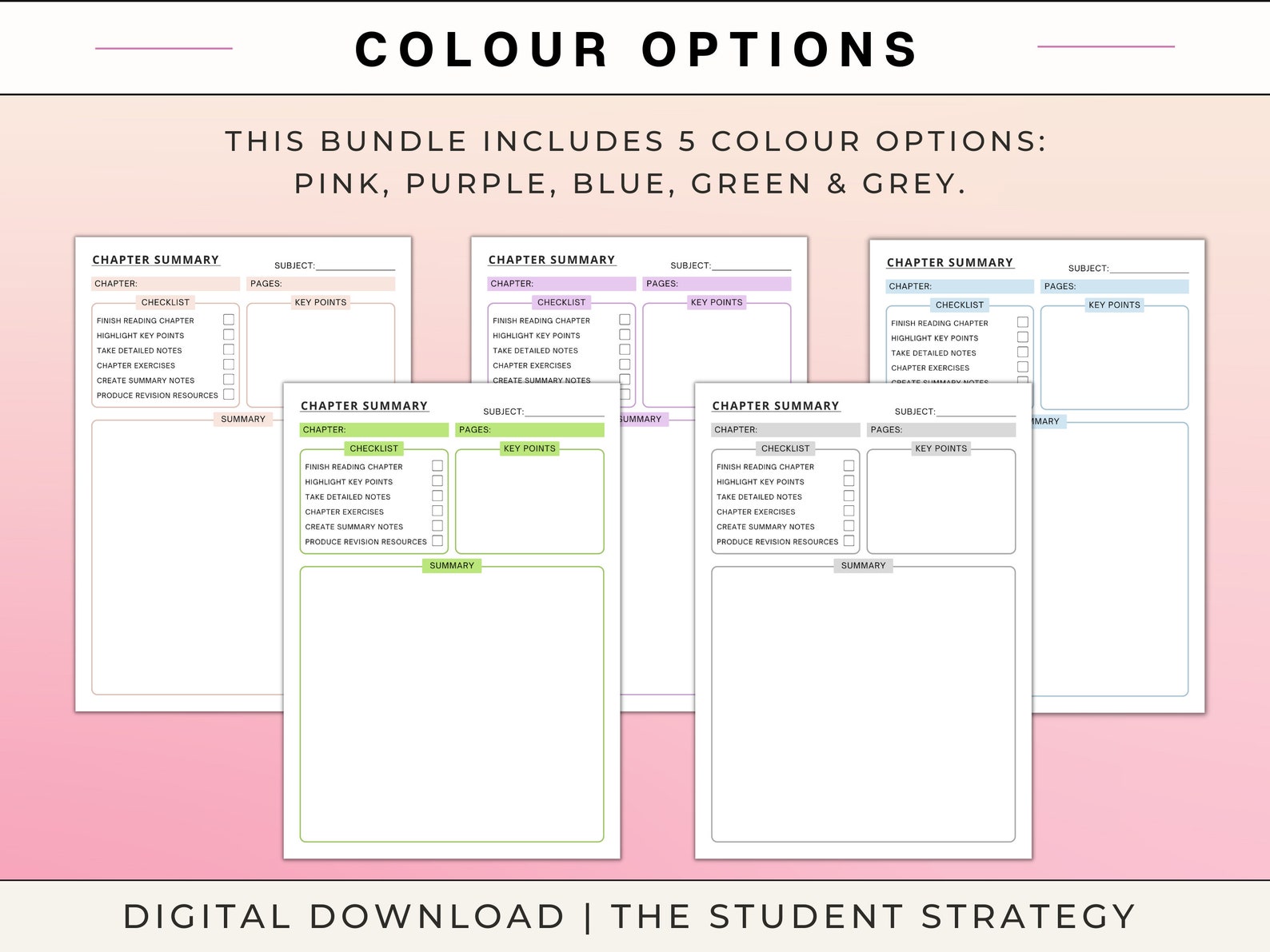 Chapter Summary Sheet & Note-taking Template | Printable Revision Sheet ...