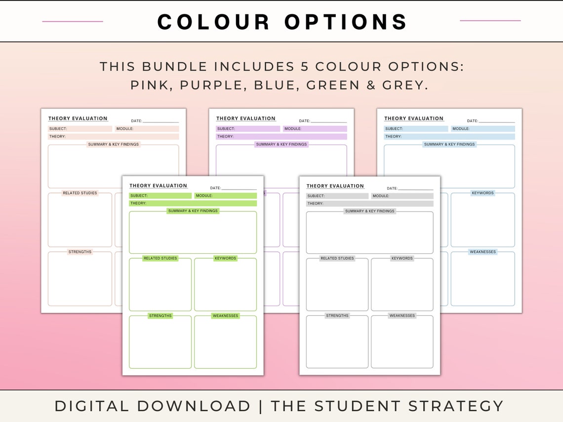 Simple Theory Evaluation Revision Sheet Printable Revision Summary ...