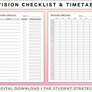Revision Sheet Bundle | Revision Timetable & Checklist | Study Session ...