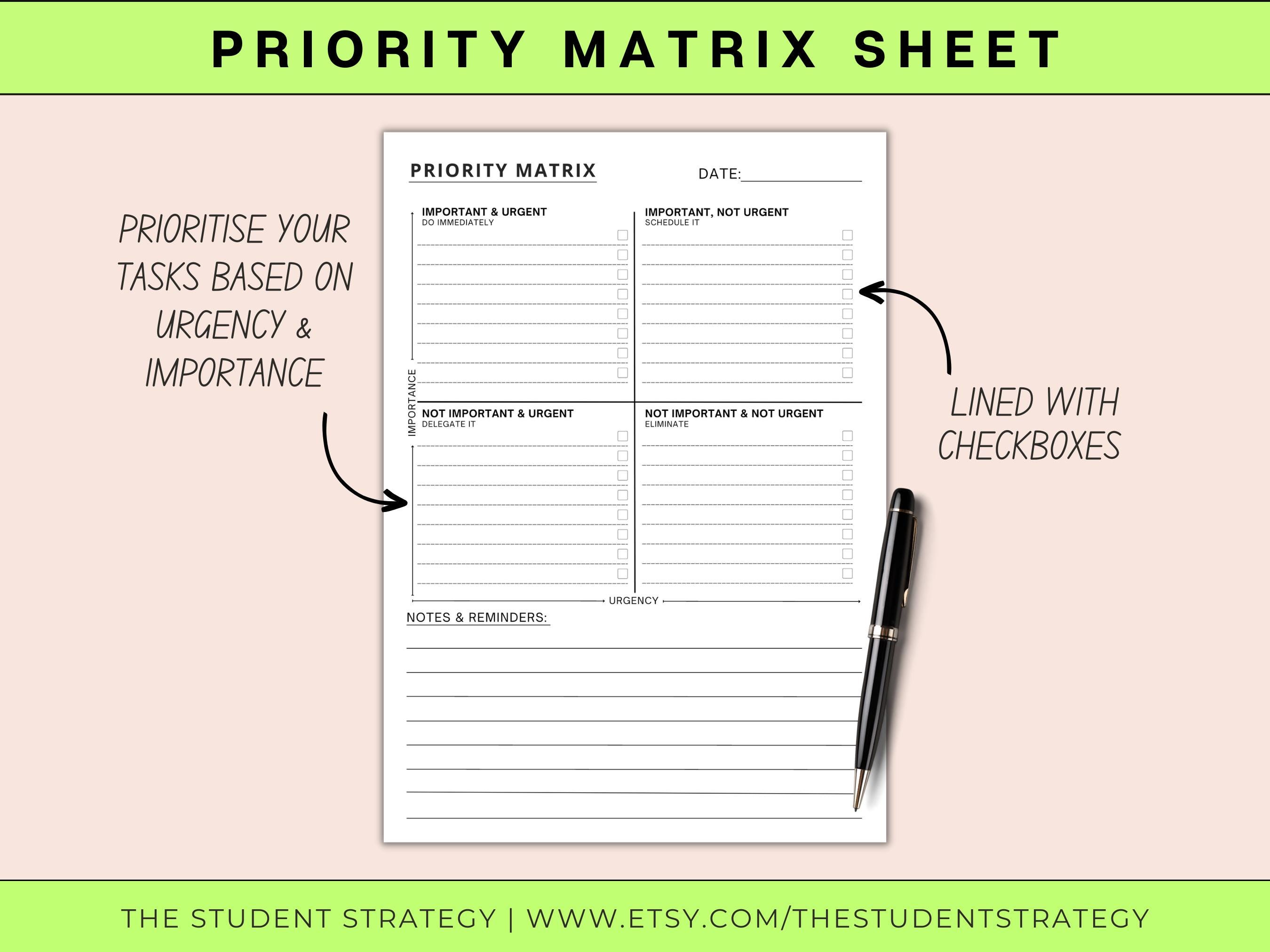 Eisenhower Matrix | Task Priority Matrix Template | Printable Priority ...
