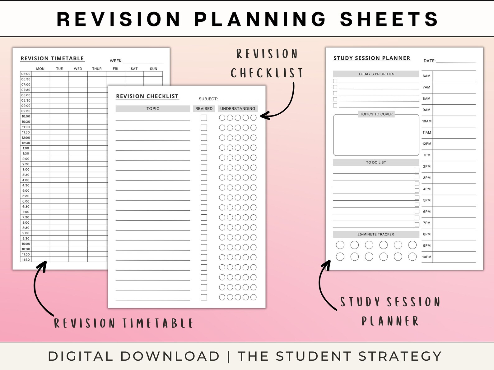 Productivity Planner for Students Revision Timetable Eisenhower Matrix ...