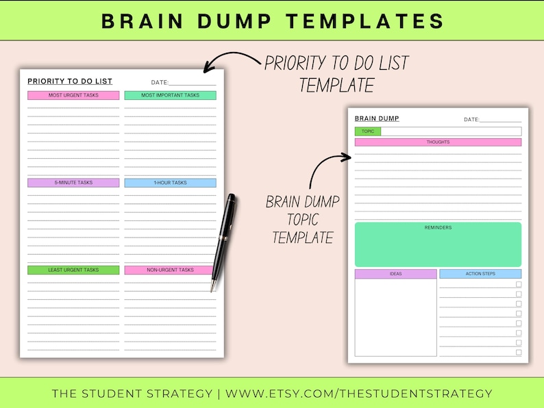 Brain Dump Template | Printable Brain Dump Worksheets | Brain Dump Task ...