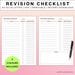 Simple Revision Checklist Printable Student Revision Plan Exam Prep A4 ...