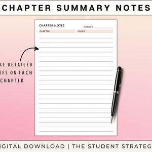 Chapter Summary Sheet & Note-taking Template | Printable Revision Sheet ...