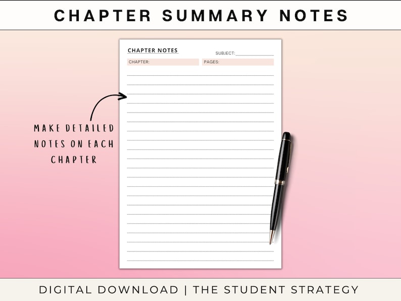 Chapter Summary Sheet & Note-taking Template | Printable Revision Sheet ...