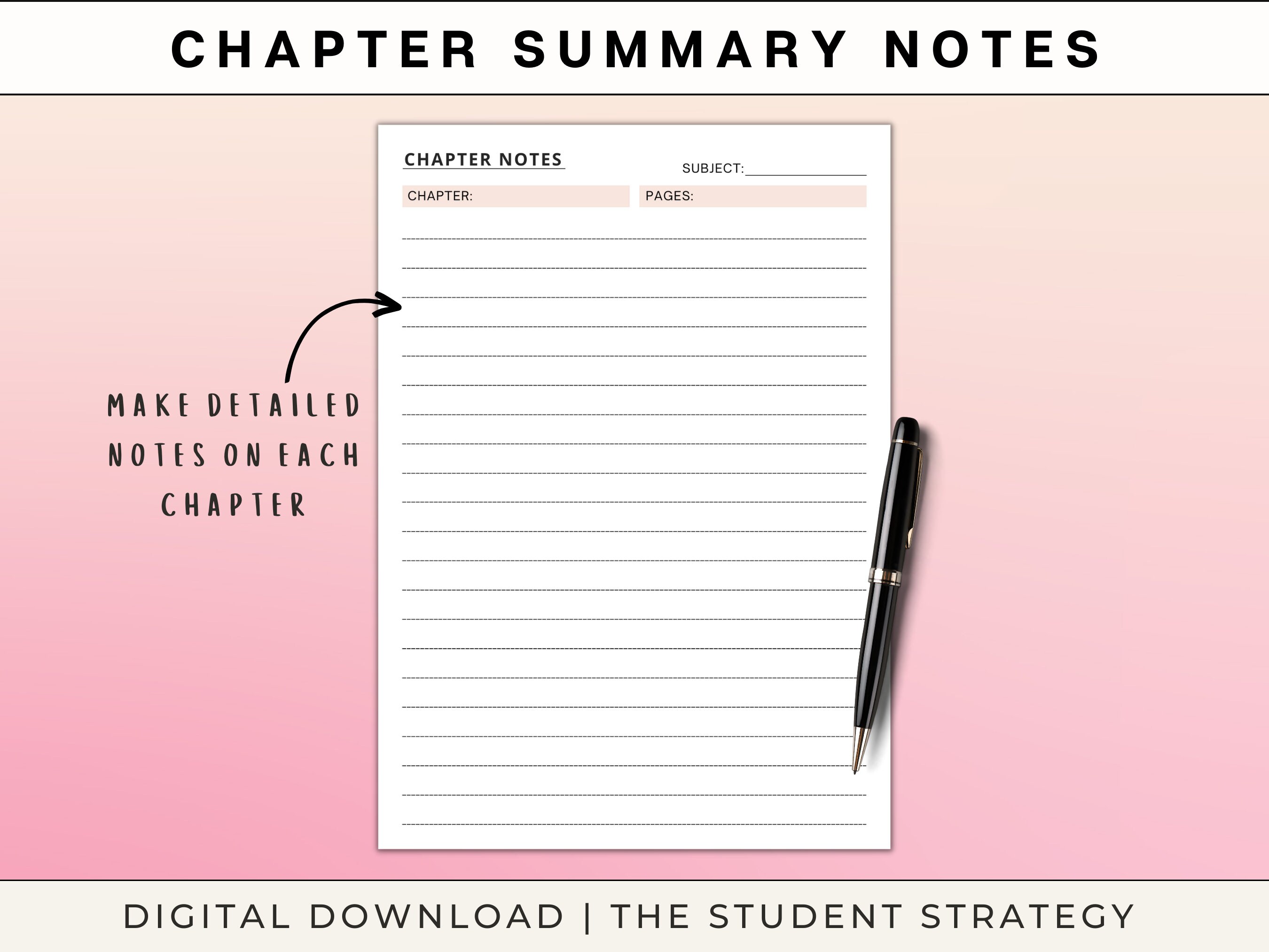 Chapter Summary Sheet & Note-taking Template | Printable Revision Sheet ...