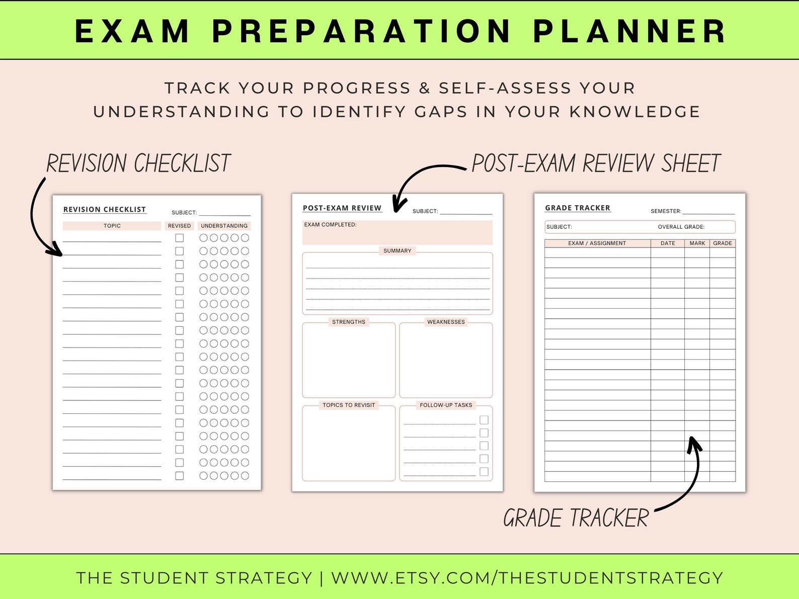 Student Exam Prep Planner | Printable Exam Study Template | College ...
