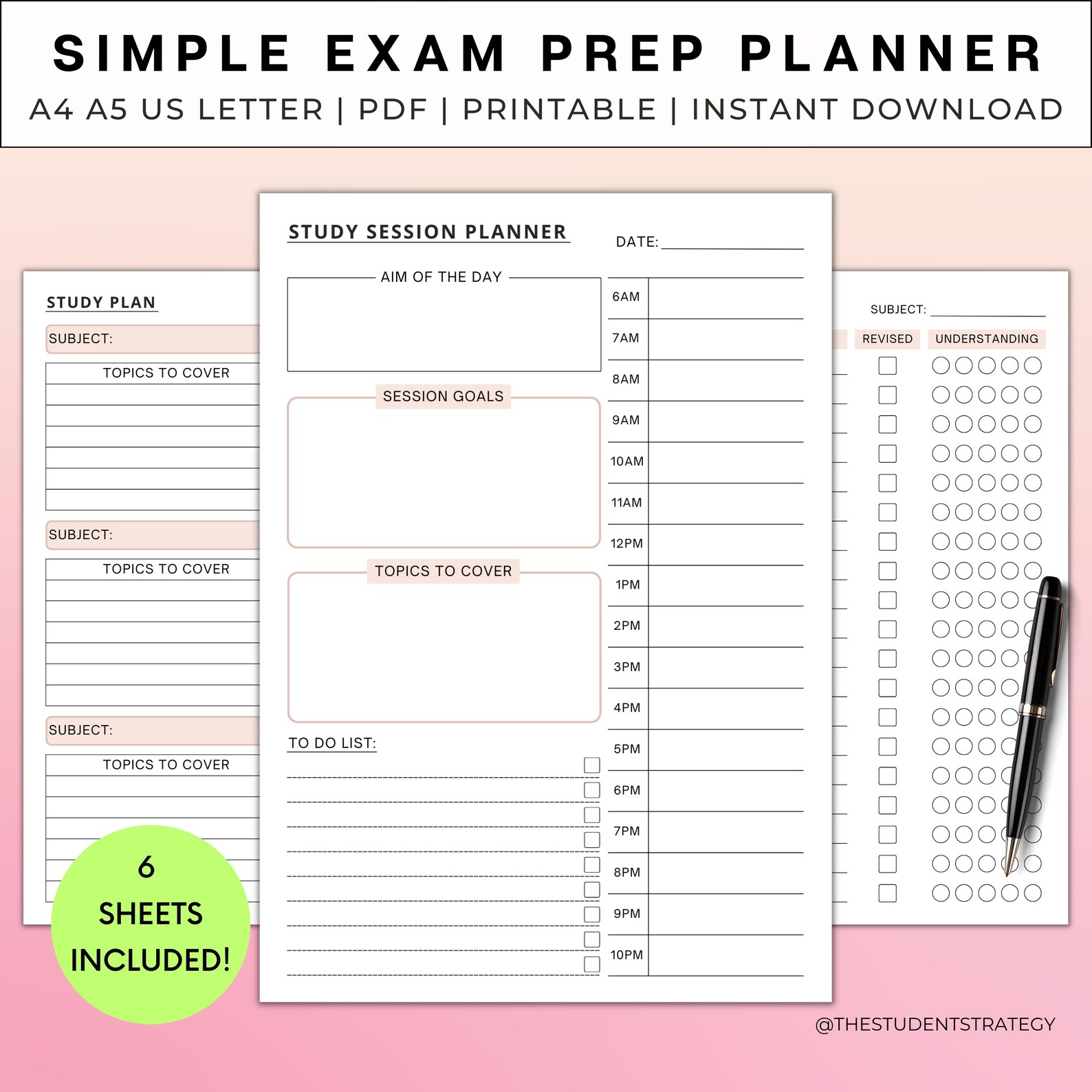 Simple Exam Prep Planner Printable Exam Study Template Revision ...