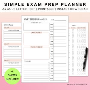 Simple Exam Prep Planner Printable Exam Study Template Revision ...