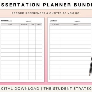 Simple Dissertation Planner | Dissertation Writing Plan for Students ...