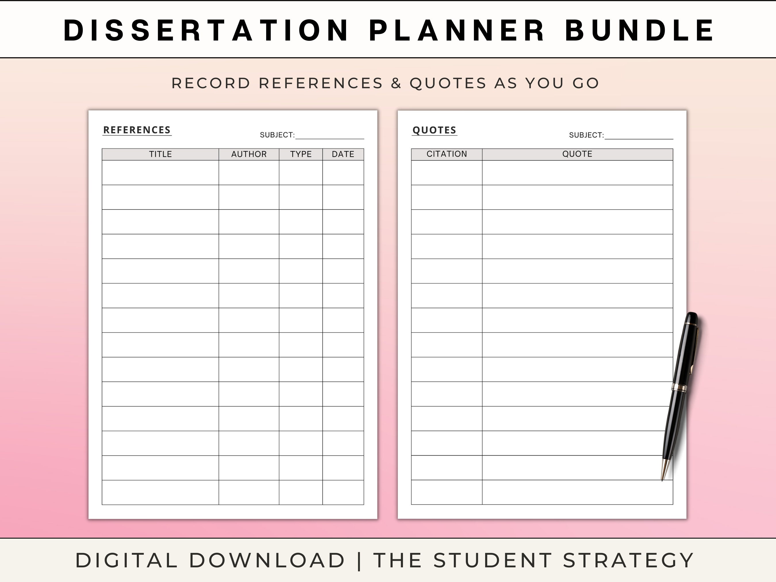 Simple Dissertation Planner | Dissertation Writing Plan for Students ...