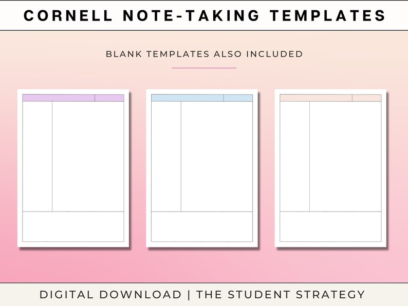 Cornell Method Student Note-taking Template | Printable Note Paper ...
