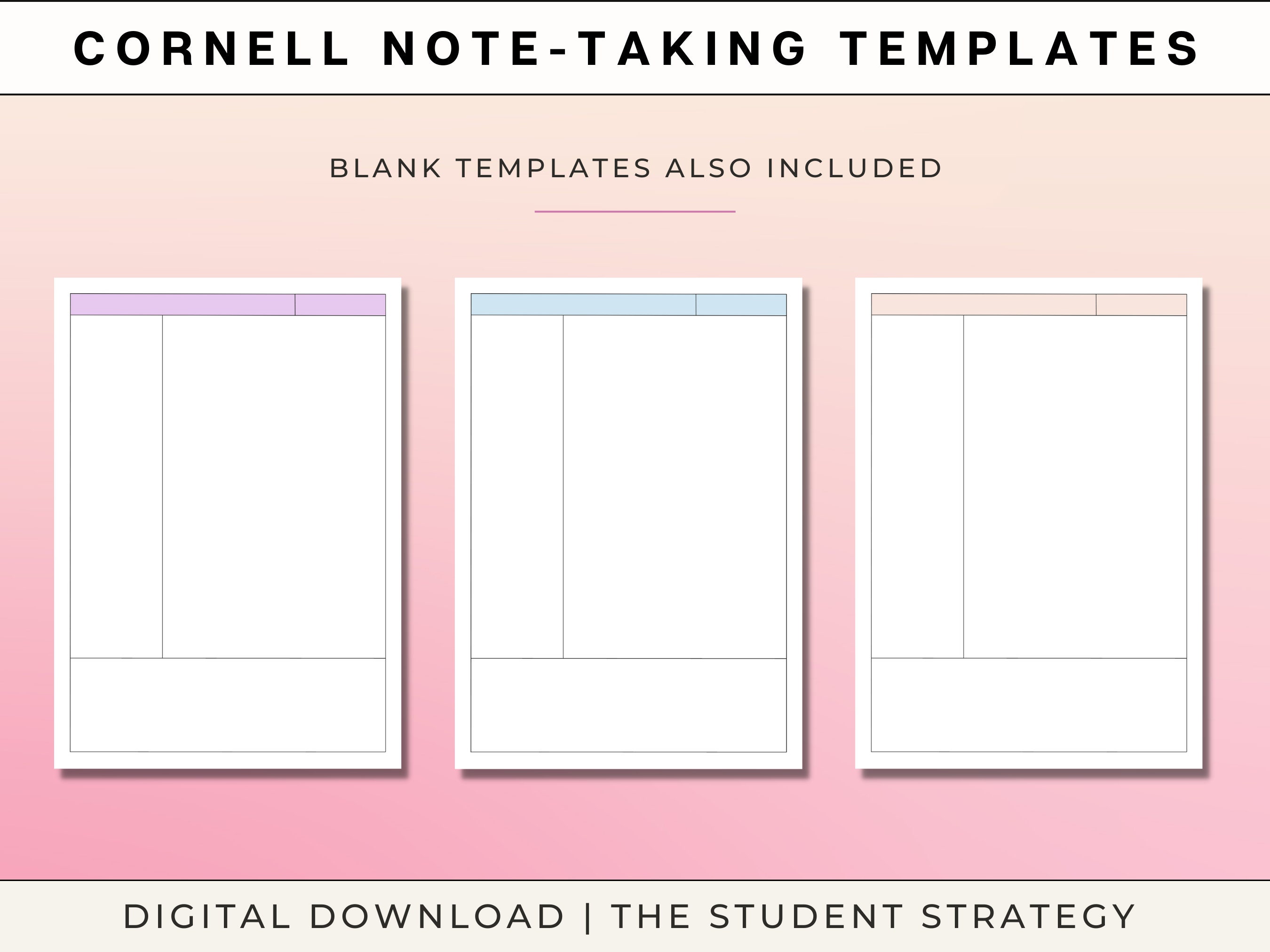 Cornell Method Student Note-taking Template | Printable Note Paper ...