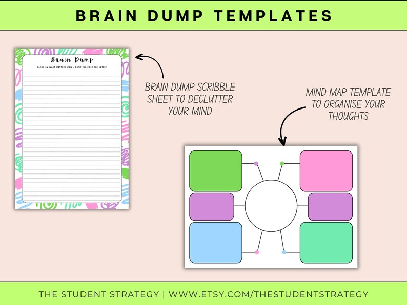 Brain Dump Template Bundle | Printable Brain Dump Worksheets | Task ...