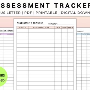 Simple Assessment Tracker Sheet Printable Exam Schedule for Students ...