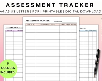 Simple Grade Tracker Printable Grade Sheet for Students College ...