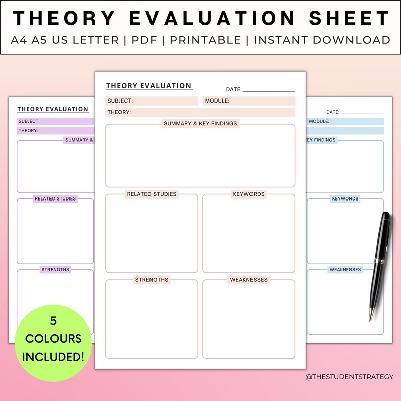 Simple Theory Evaluation Revision Sheet | Printable Revision Summary ...