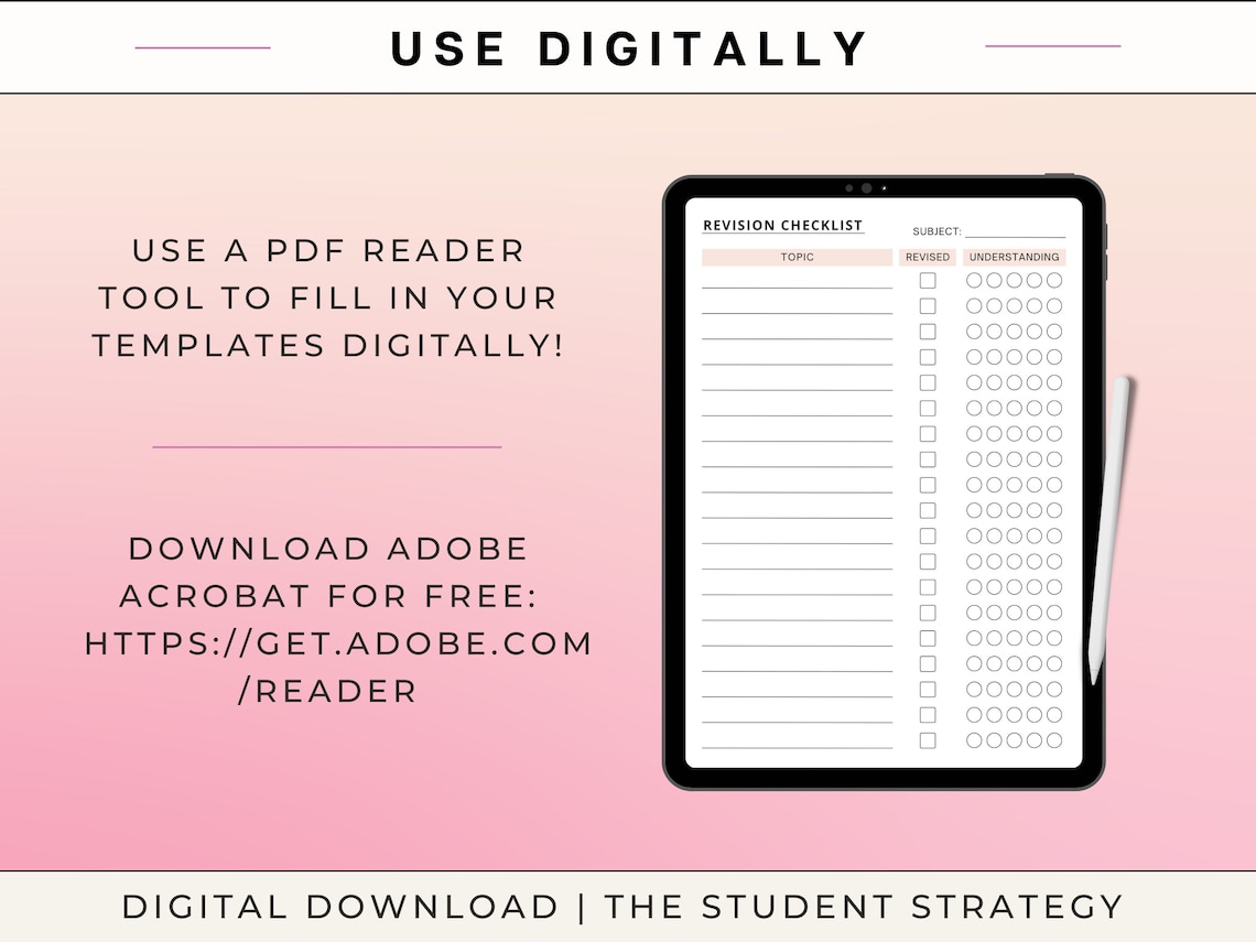 Simple Revision Checklist Printable Student Revision Plan Exam Prep A4 ...