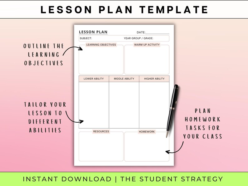 Simple Daily Lesson Plan Template | Printable Lesson Planning Template ...