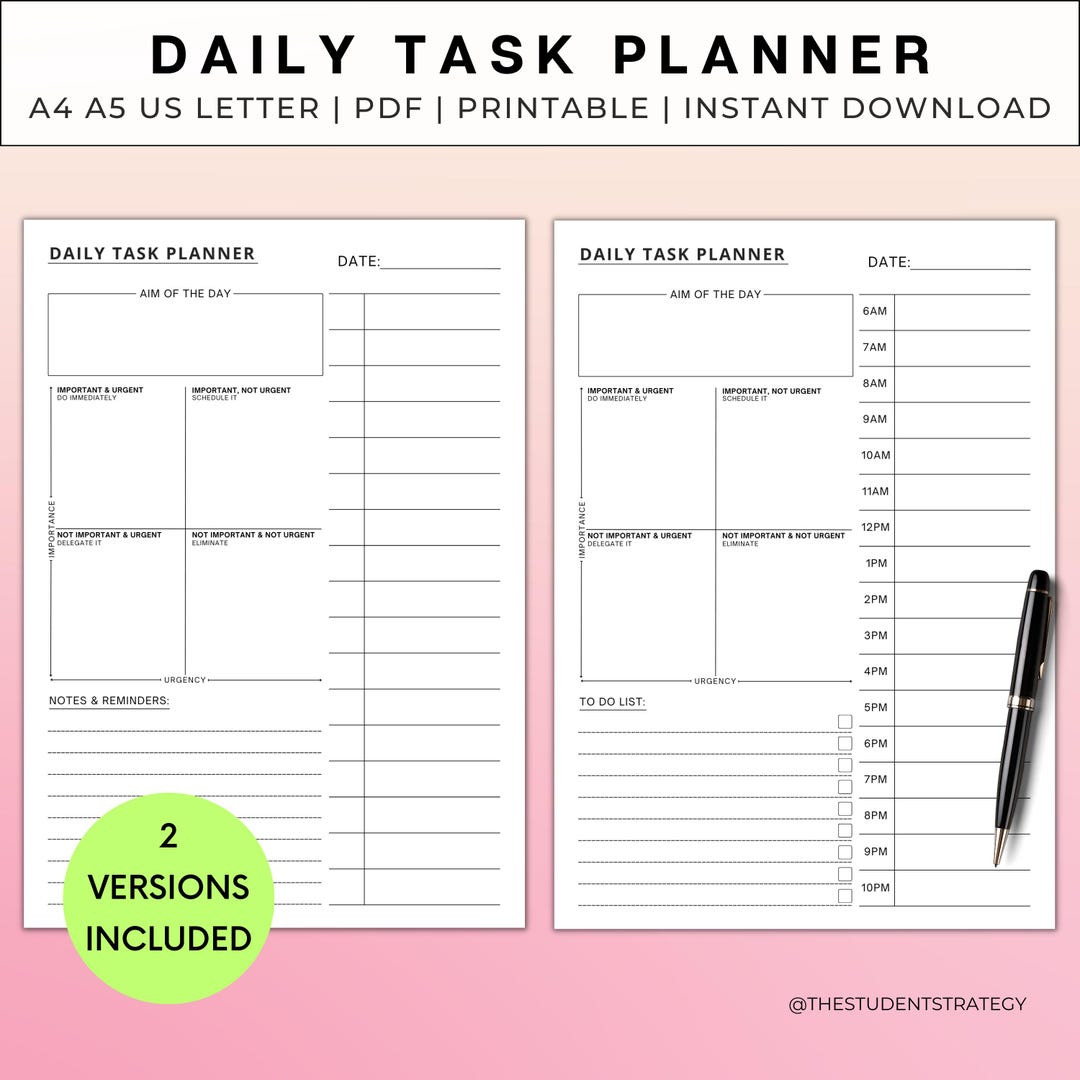 Daily Priority Planner | Eisenhower Matrix | Task Priority Matrix ...