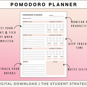Pomodoro Planner | Daily Productivity Planner | Pomodoro Method ...