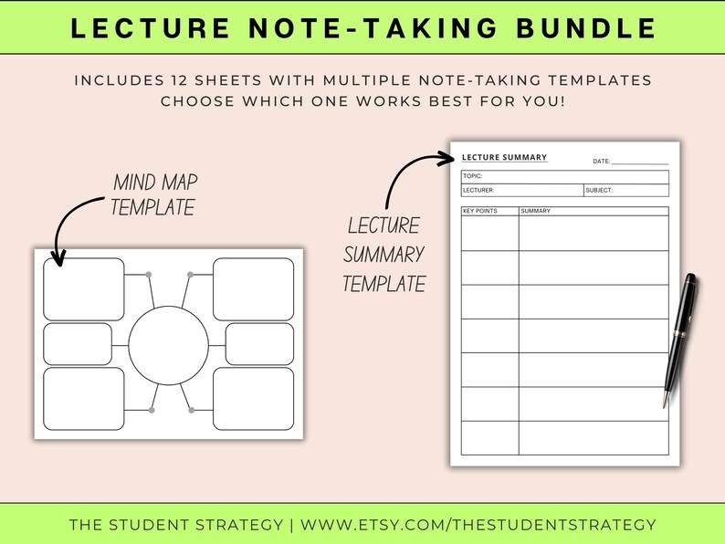 Lecture Notes Template Pack | Printable Cornell Note-taking for ...