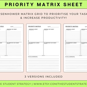 Eisenhower Matrix | Task Priority Matrix Template | Printable Priority ...