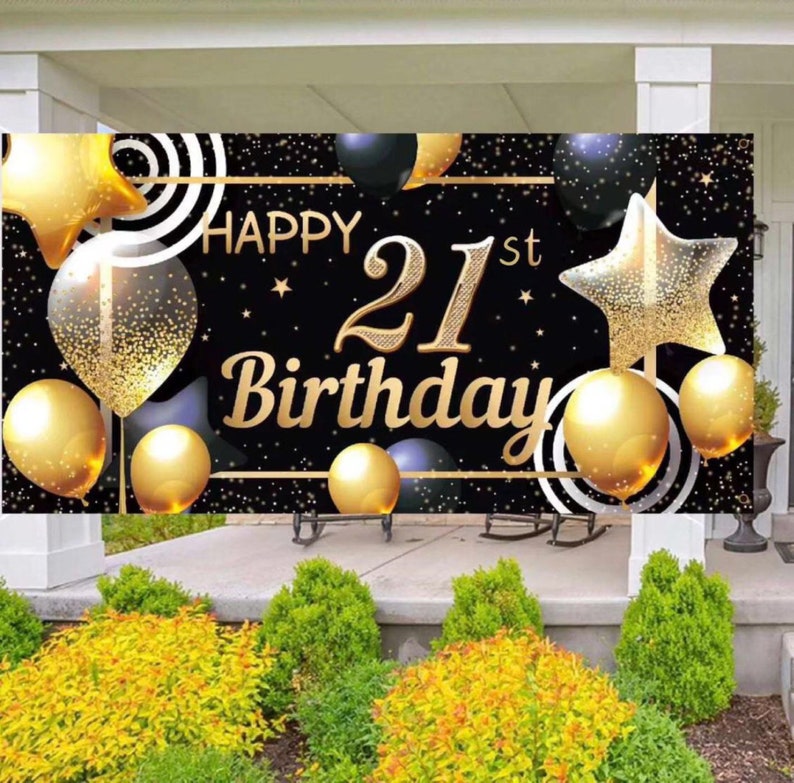 Large Happy 21st Birthday Backdrop Banner Photo Background - Etsy